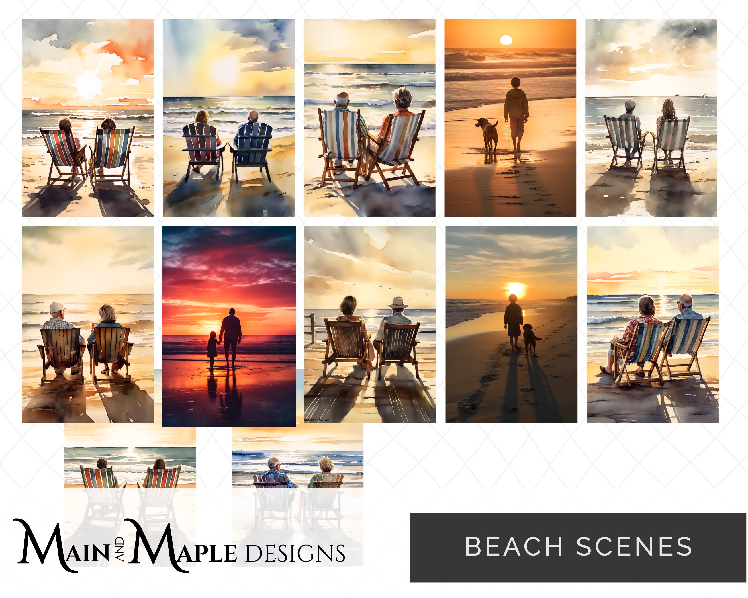 Beach Day Clipart, Patterns & Designs | 130 Elements | Summer Vacation ...