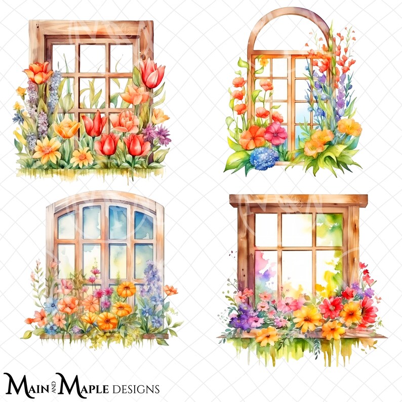 Spring Windows Clipart 22 Images Transparent PNG Files - Etsy