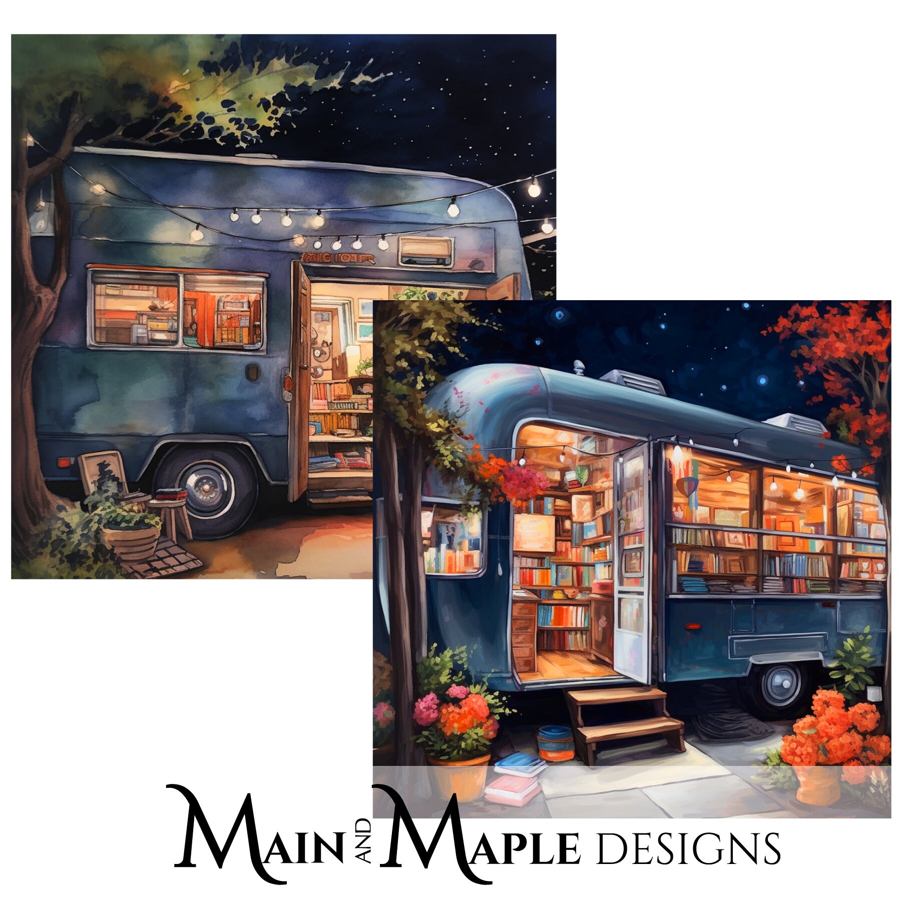 Bookmobile Bookstore in a Camper Library 10 Images Clip - Etsy