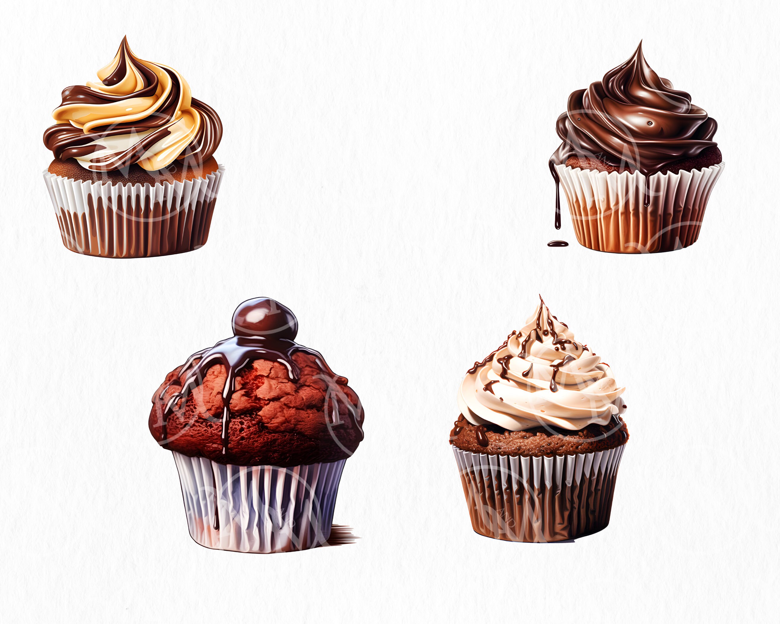 Chocolate Cupcakes Clipart PNG Files With Commercial Use - Etsy