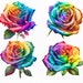 Rainbow Roses Clipart Bundle Transparent PNG Files With Commercial Use ...