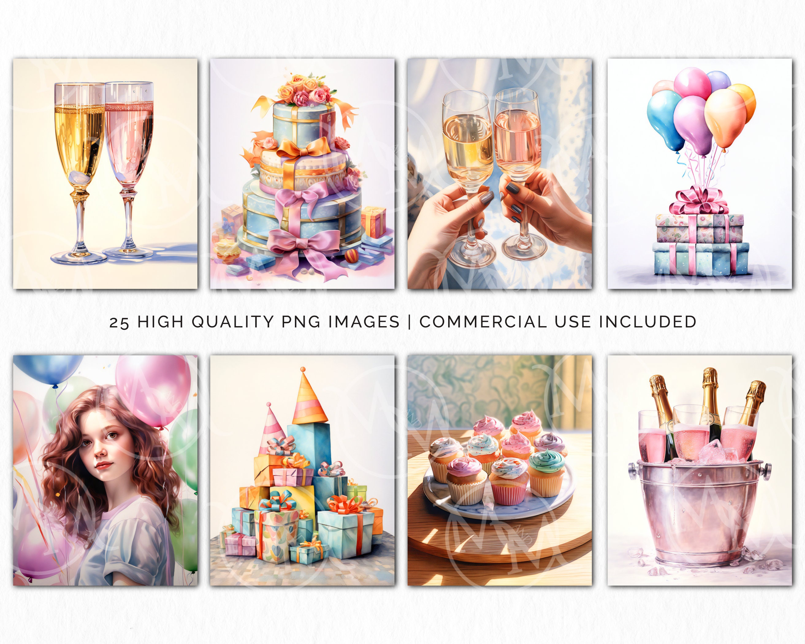 Birthday Party Clipart Scenes for Planner Stickers Card Making ...