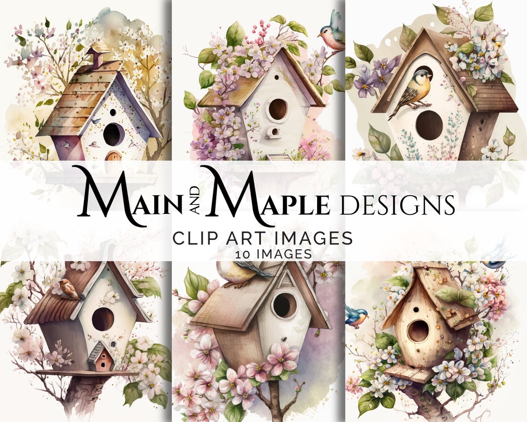 Flowers & Bird Houses 2 | 10 Scenes | Clip Art | Commercial Use ...