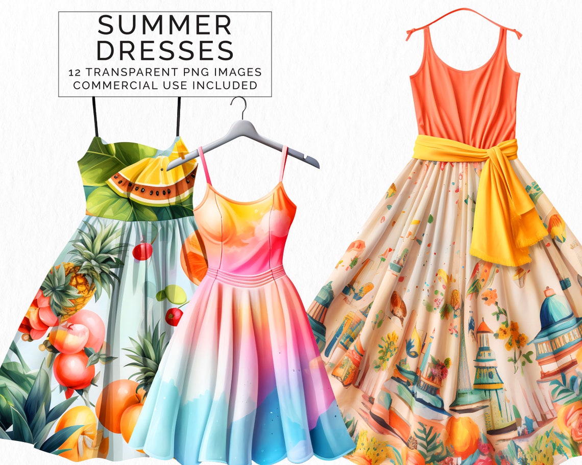 Summer Dress Clipart PNG Files With Commercial Use Sundress Clipart ...