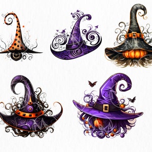 Halloween Witch's Hats Clipart PNG Files With Commercial - Etsy