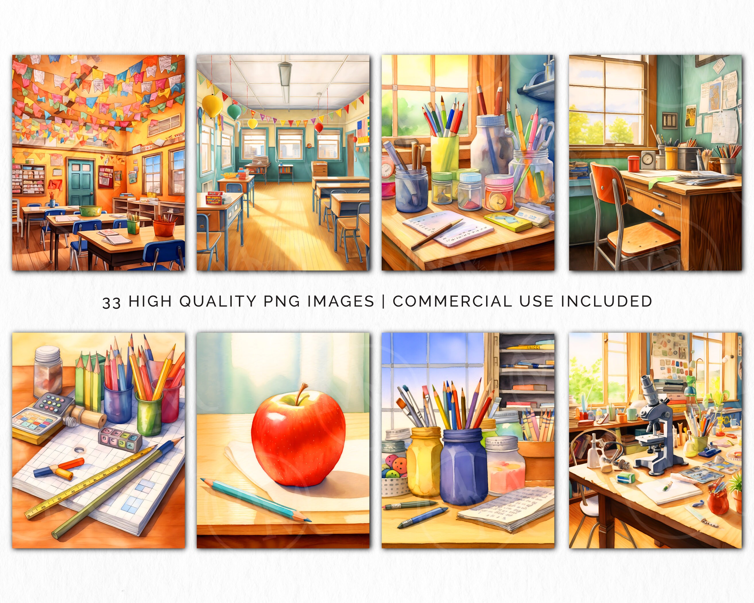 Back to School Scenes for Planner Stickers Card Making Scrapbooking ...