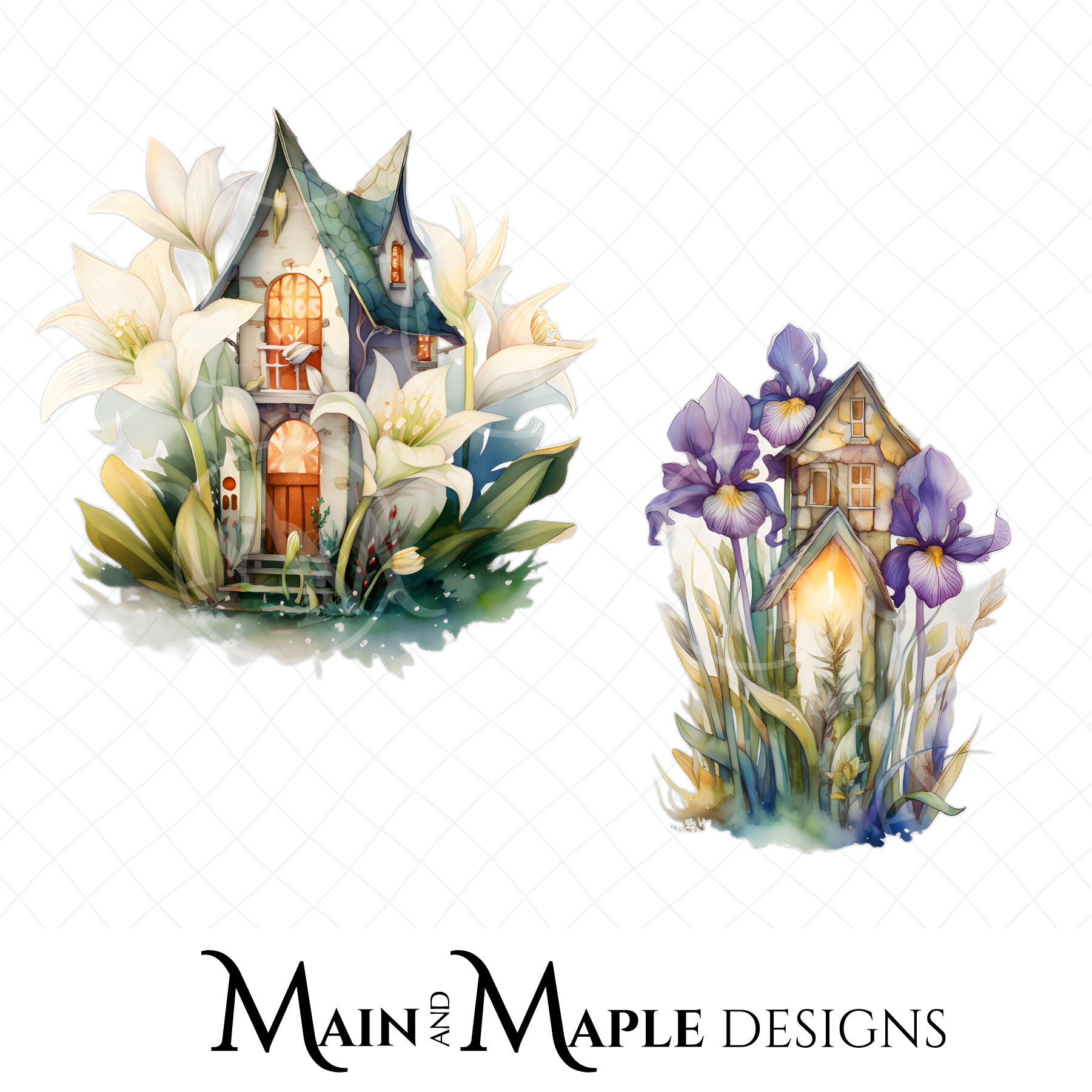 Flower Fairy Houses Clipart Fairytale Bundle Kids Art - Etsy