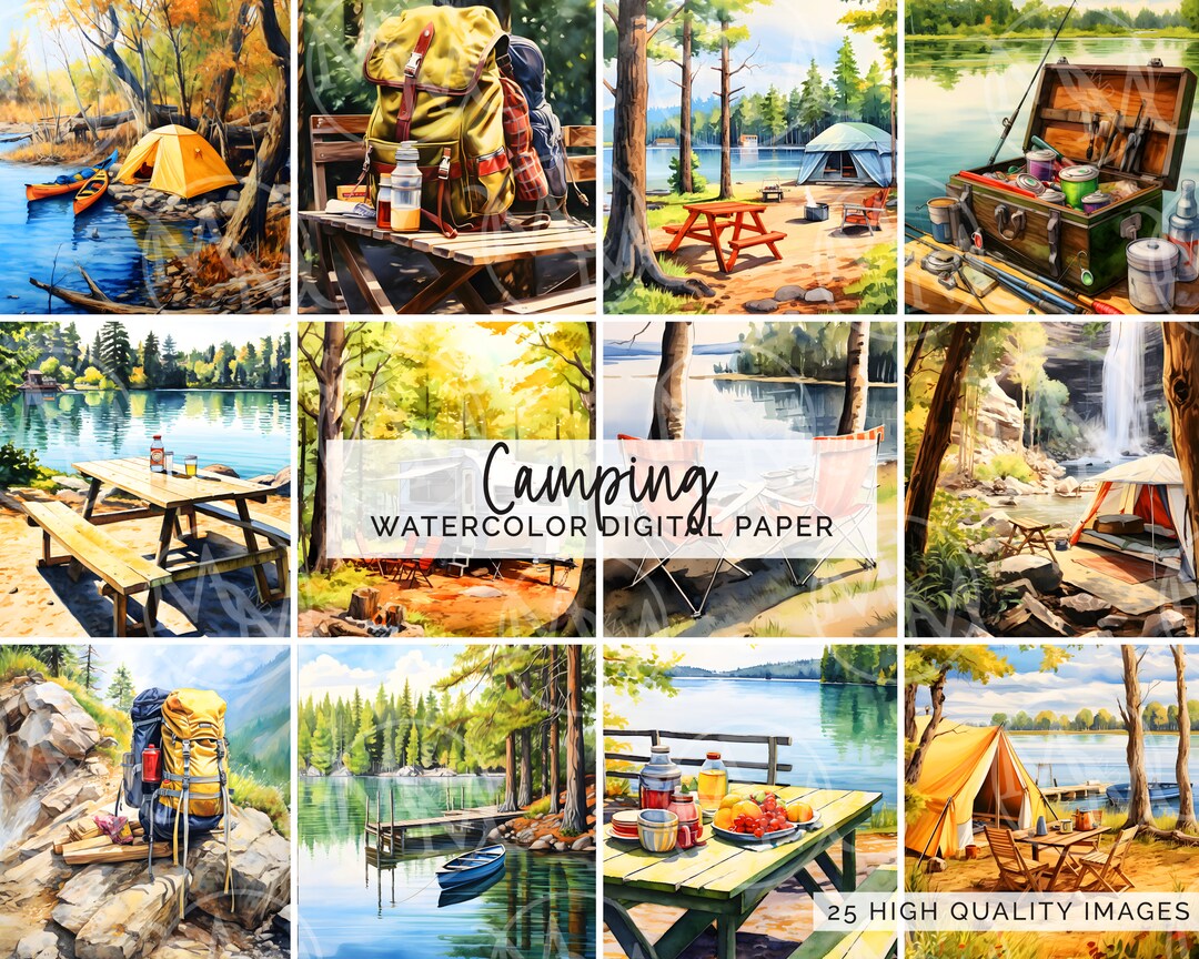 Camping Scenes for Planner Stickers Card Making Scrapbooking Digital ...