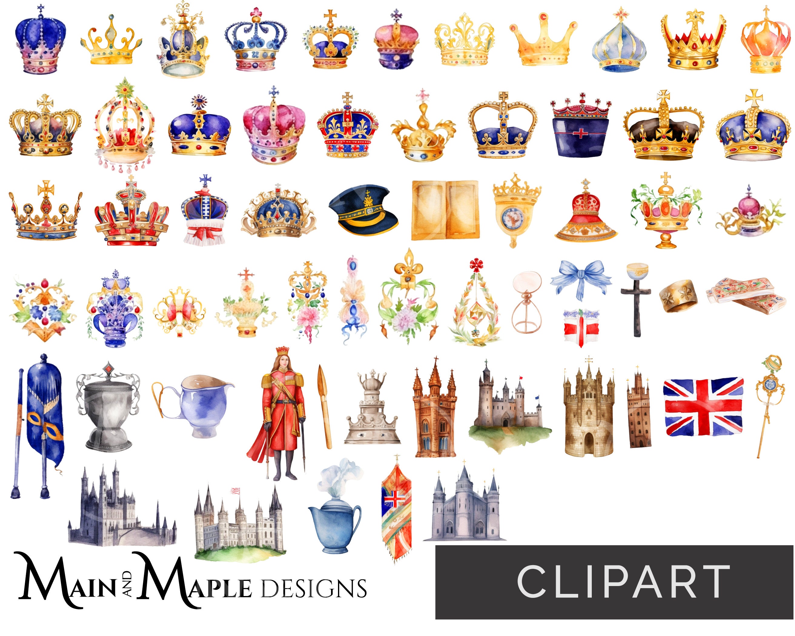 Coronation Clipart & Designs 246 Elements King Charles III Royal Family ...