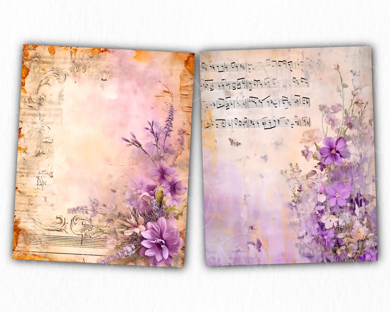 Lavender Vintage Scrapbook Paper With Commercial Use for Card - Etsy