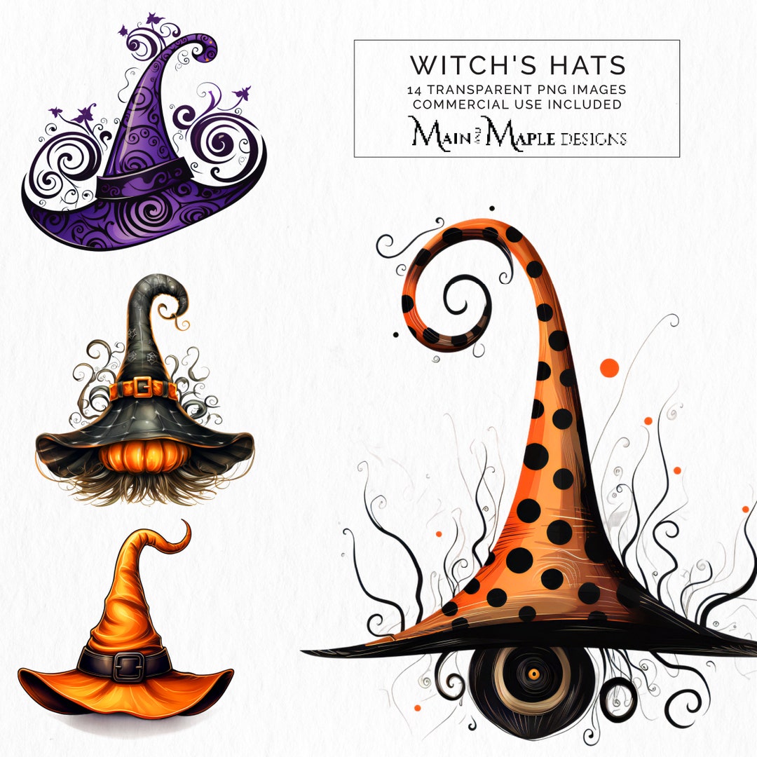 Halloween Witch's Hats Clipart PNG Files With Commercial Use ...