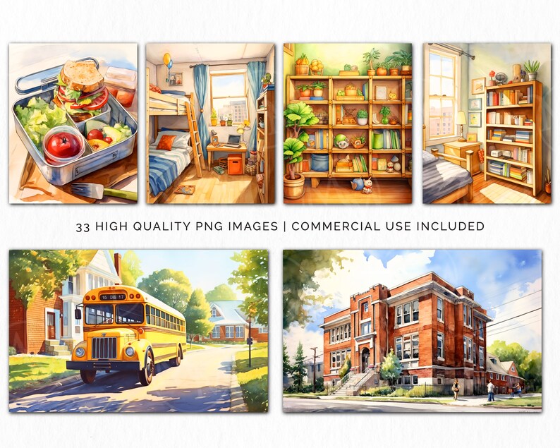 Back to School Scenes for Planner Stickers Card Making Scrapbooking ...