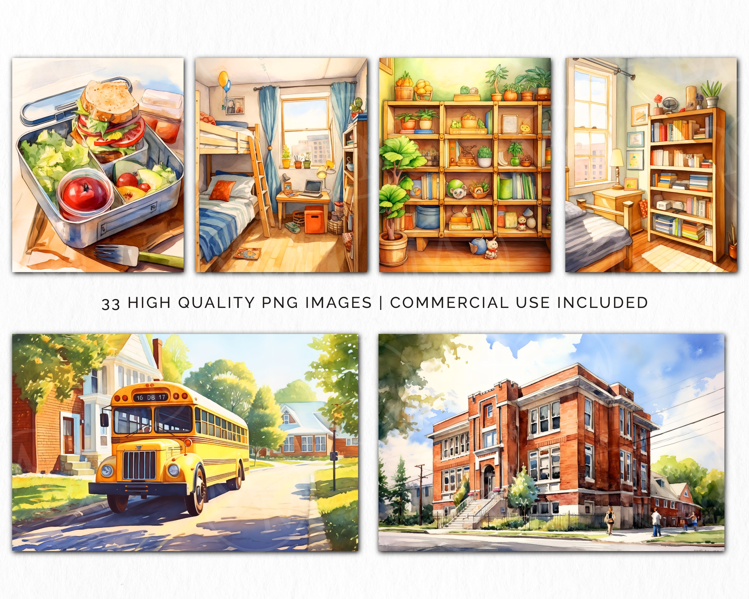 Back to School Scenes for Planner Stickers Card Making Scrapbooking ...