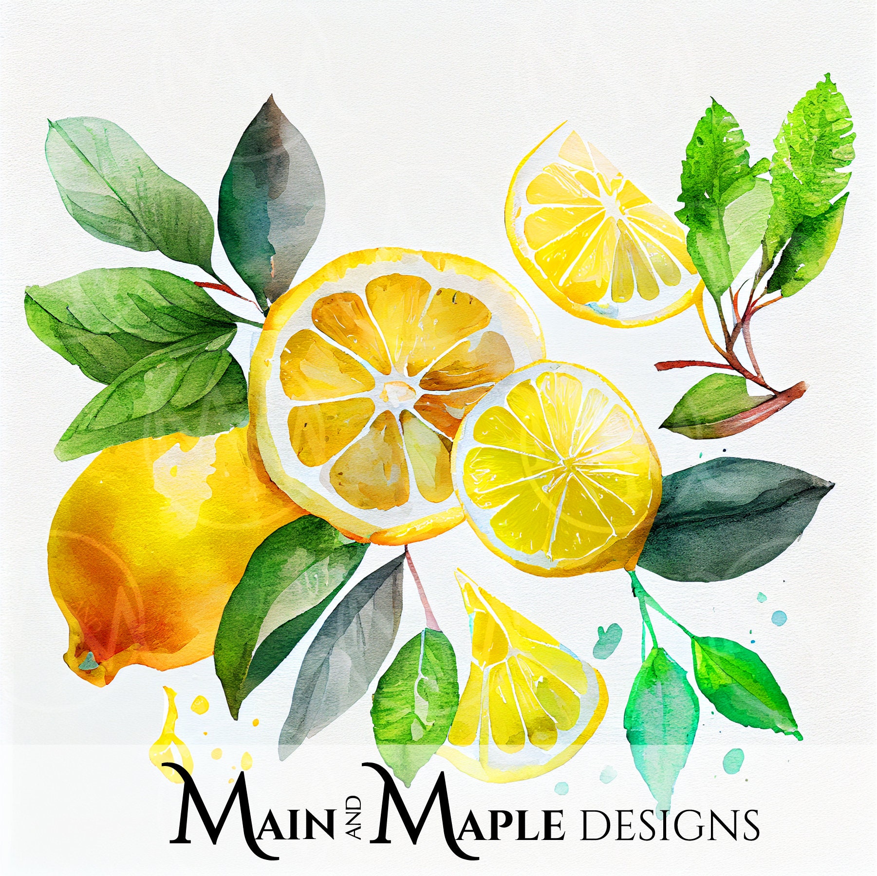 Lemons Watercolor 10 Scenes Clip Art Commercial Use - Etsy