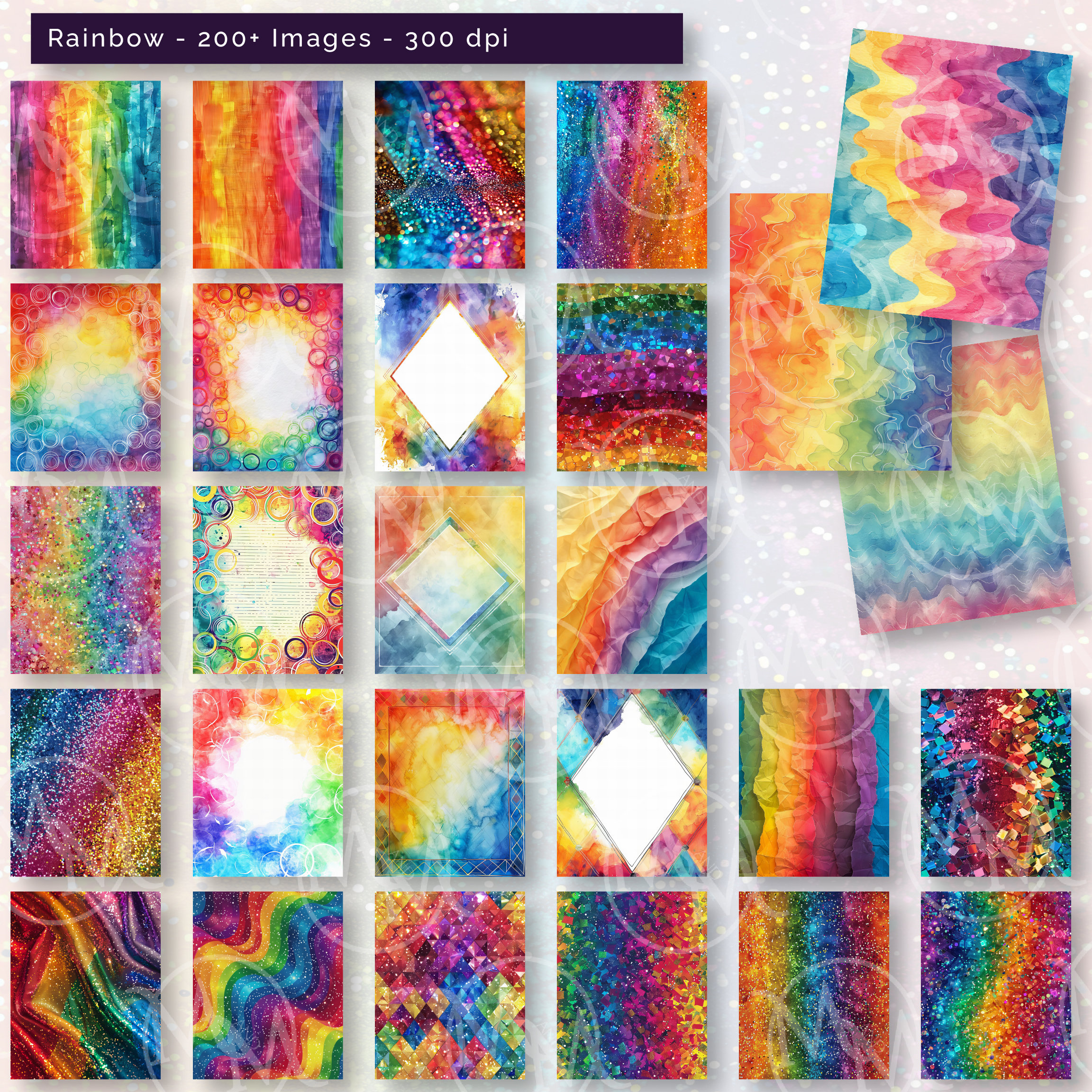 Rainbow Pride Digital Paper Bundle 200 Printable Papers Scrapbook Junk ...