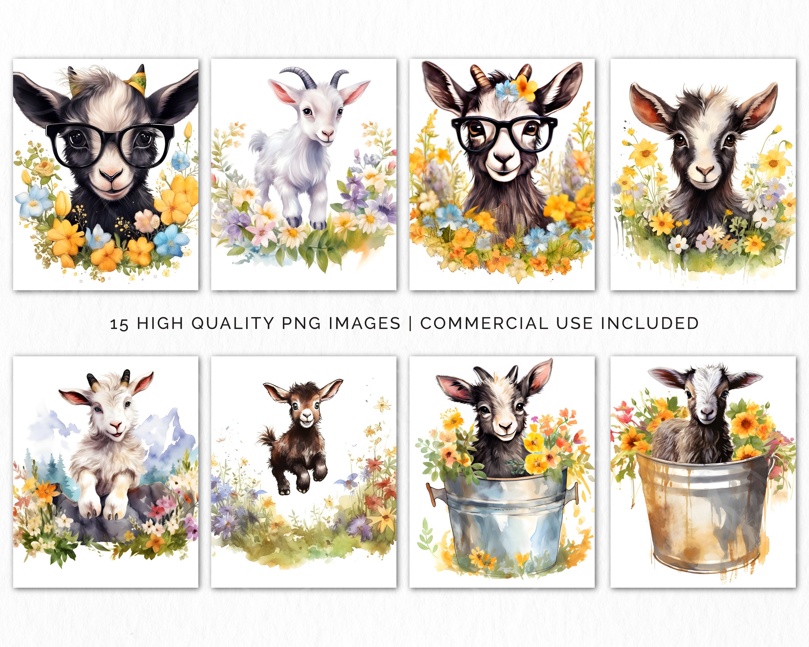 Baby Goats Clipart PNG Files With Commercial Use Goats Wearing Glasses ...