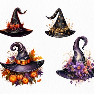 Halloween Witch's Hats Clipart PNG Files With Commercial - Etsy
