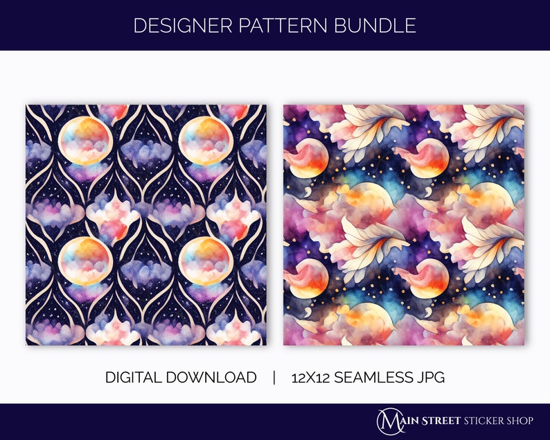 Celestial Sky Designer Seamless Pattern Bundle Digital Paper - Etsy