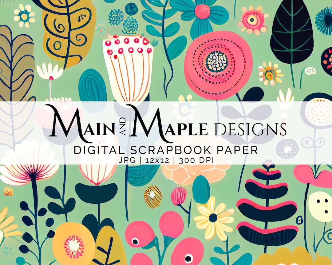 Doodle Flowers | Digital Paper | Commercial Use | 1 Pattern ...