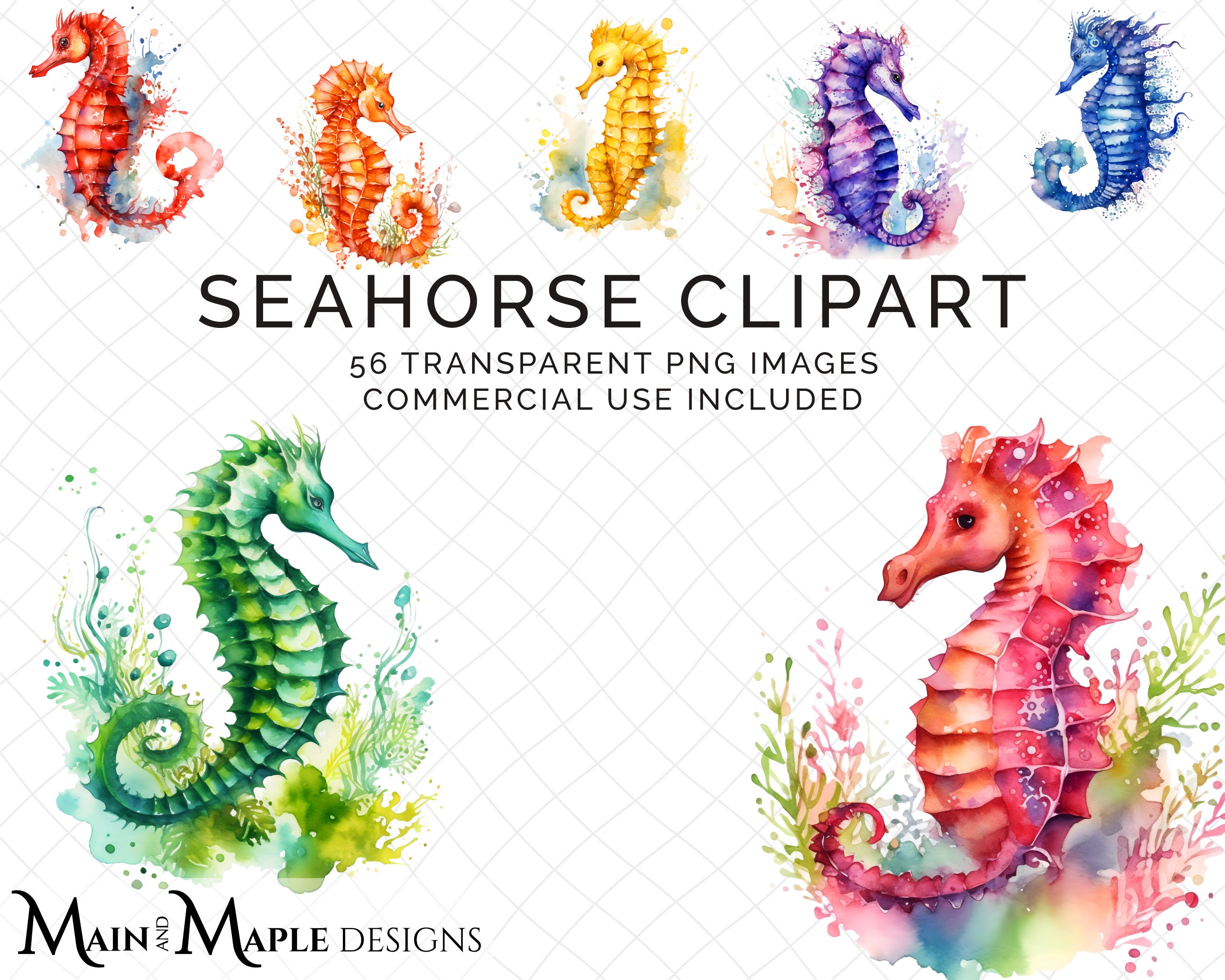 Seahorse Clipart 56 Images Transparent PNG Files Commercial Use Card ...