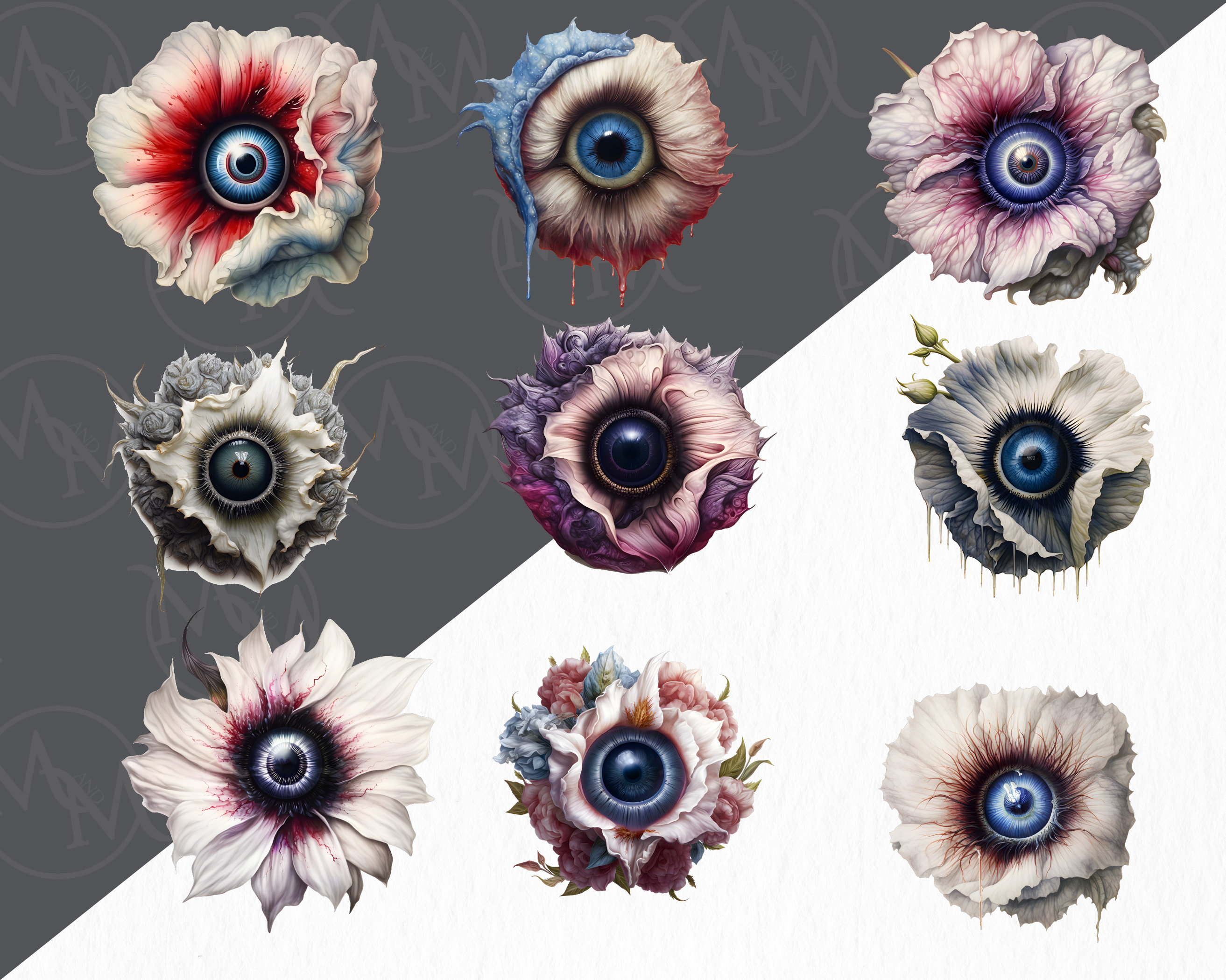 Flower Eyes Clipart Transparent PNG Files With Commercial Use Gothic ...