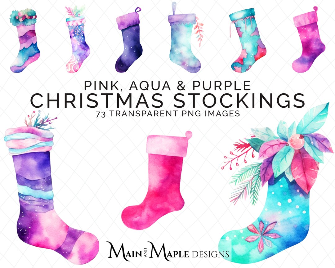 Pink & Aqua Stockings Clipart 73 Images Transparent PNG Files ...