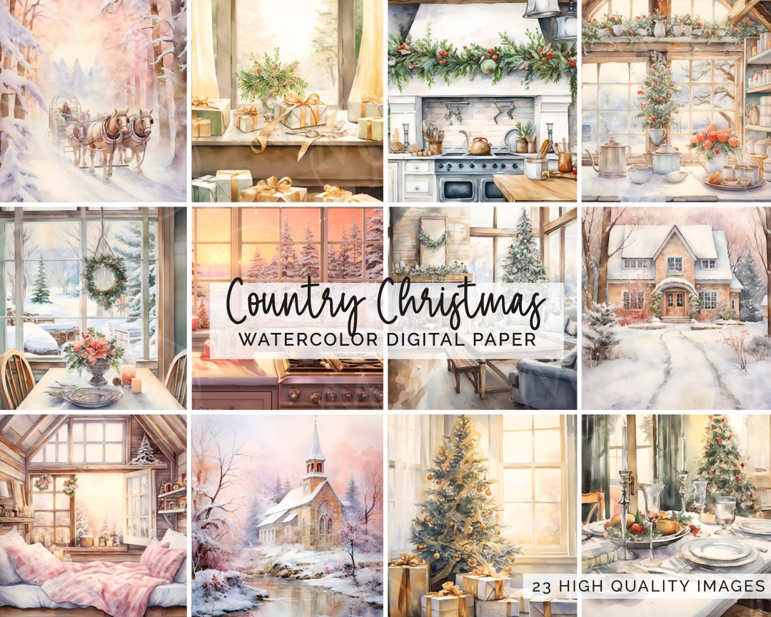 Country Christmas Scenes for Planner Stickers Card Making Scrapbooking ...