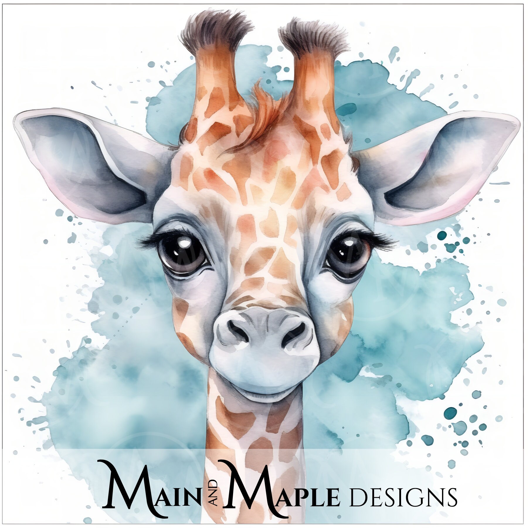 Blue Baby Giraffes 14 Images Commercial Use Card Making - Etsy