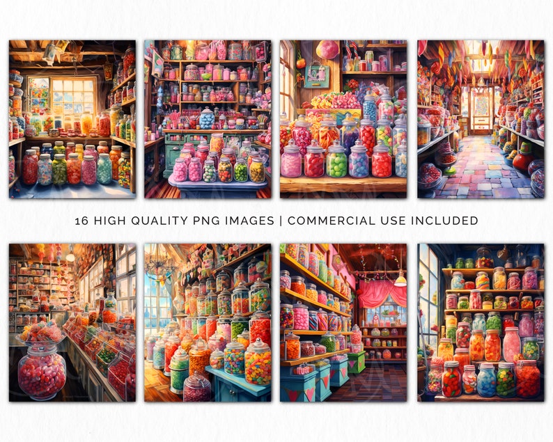 Candy Shop Clipart With Commercial Use for Card Making, Scrapbooking ...