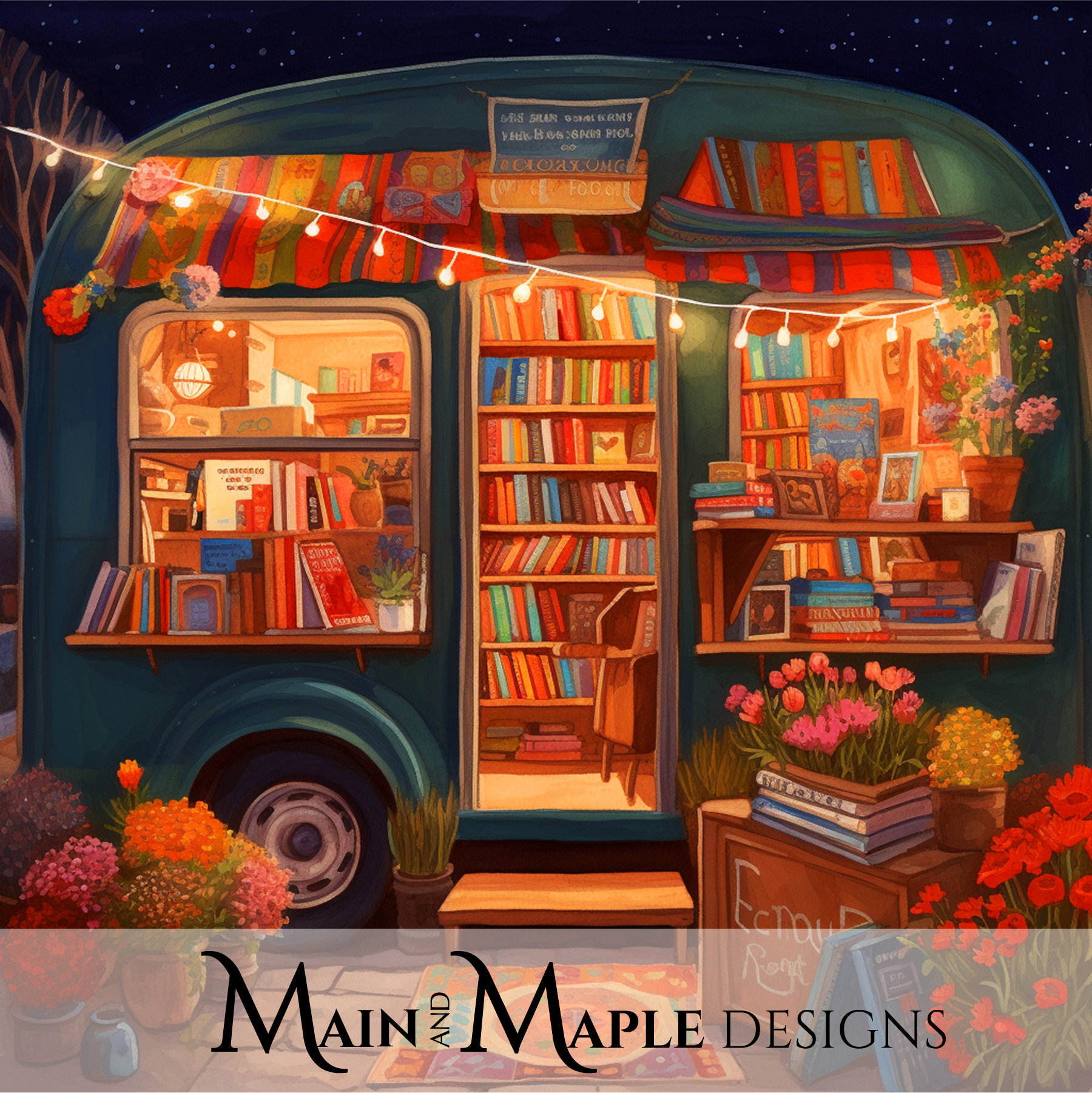 Bookmobile Bookstore in a Camper Library 10 Images Clip - Etsy