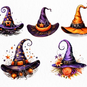 Halloween Witch's Hats Clipart PNG Files With Commercial - Etsy