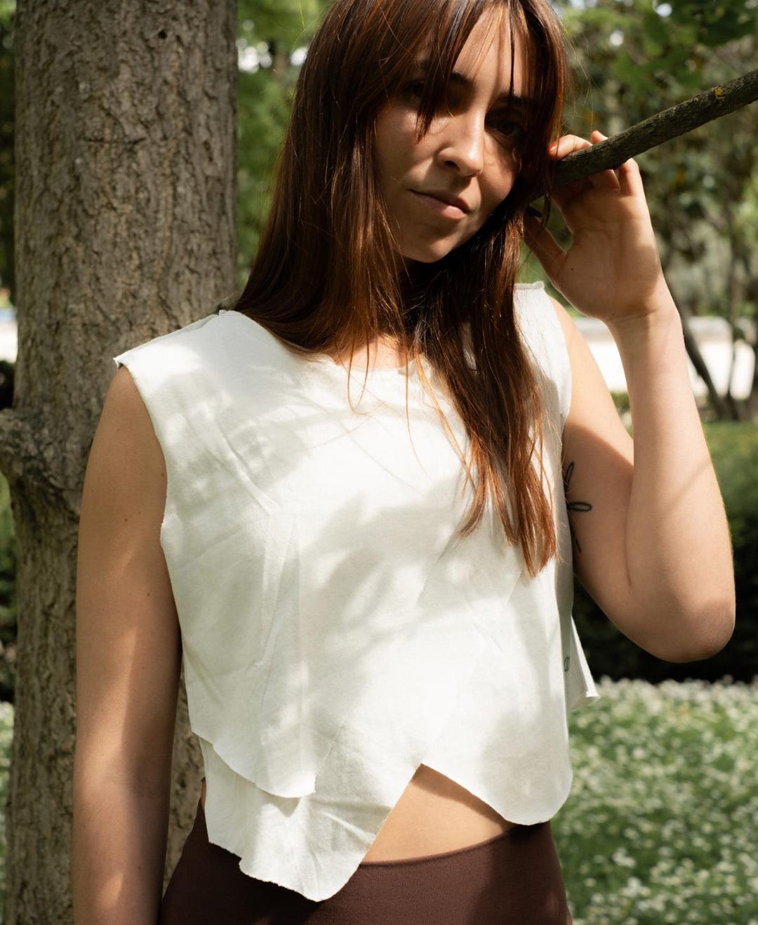 Eco-chic Stone Crop Top - Sustainable Style With Layered Design in ...