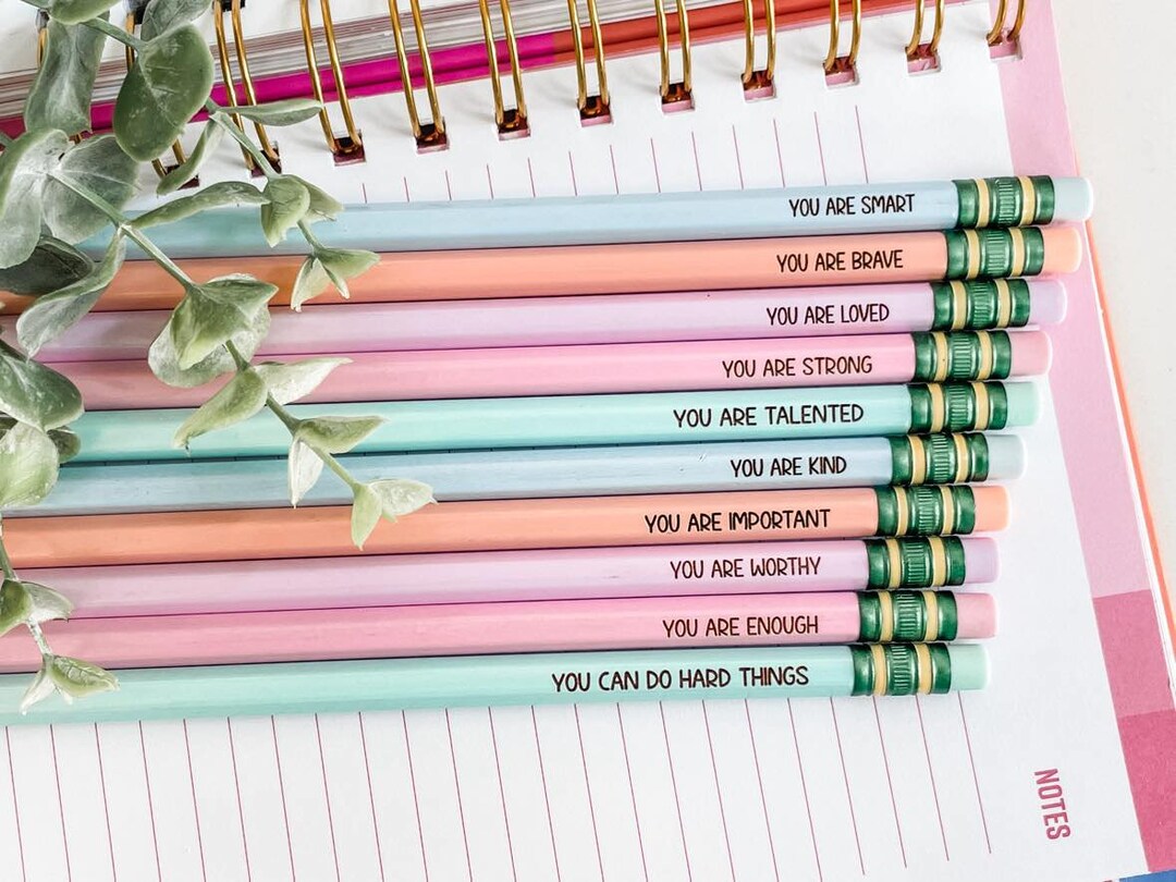 Affirmation Pencil Set - Engraved Pencils Name Pencils Ticonderoga ...