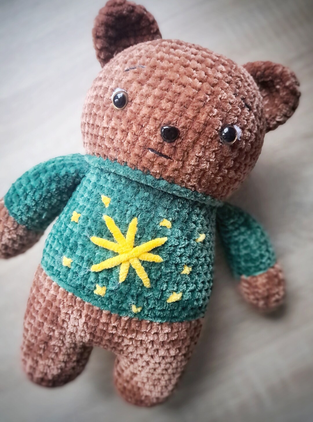 Crochet Brown Velvet Bear, Amigurumi, Handmade Toy - Etsy