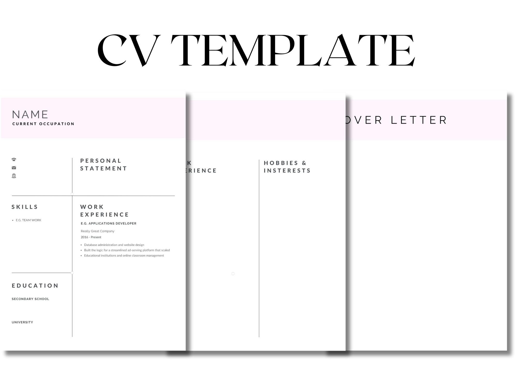 Cv Template Resume Template Simple Editable Modern Etsy