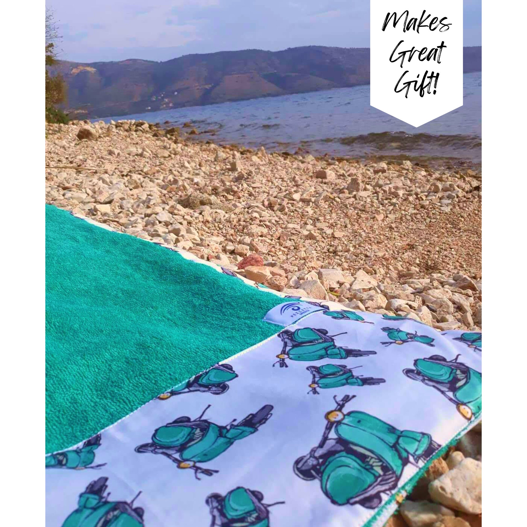 Handmade Custom Beach Towel, Soft 100% Cotton Terry Towel, Turqoise ...