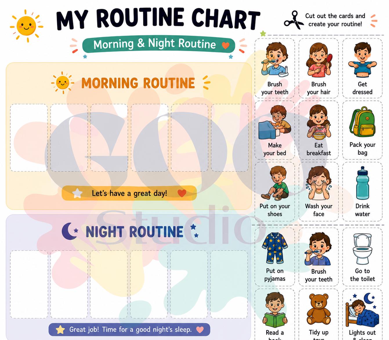 ADHD & Autism Routine Chart Printable | Kids Visual Schedule | Morning ...