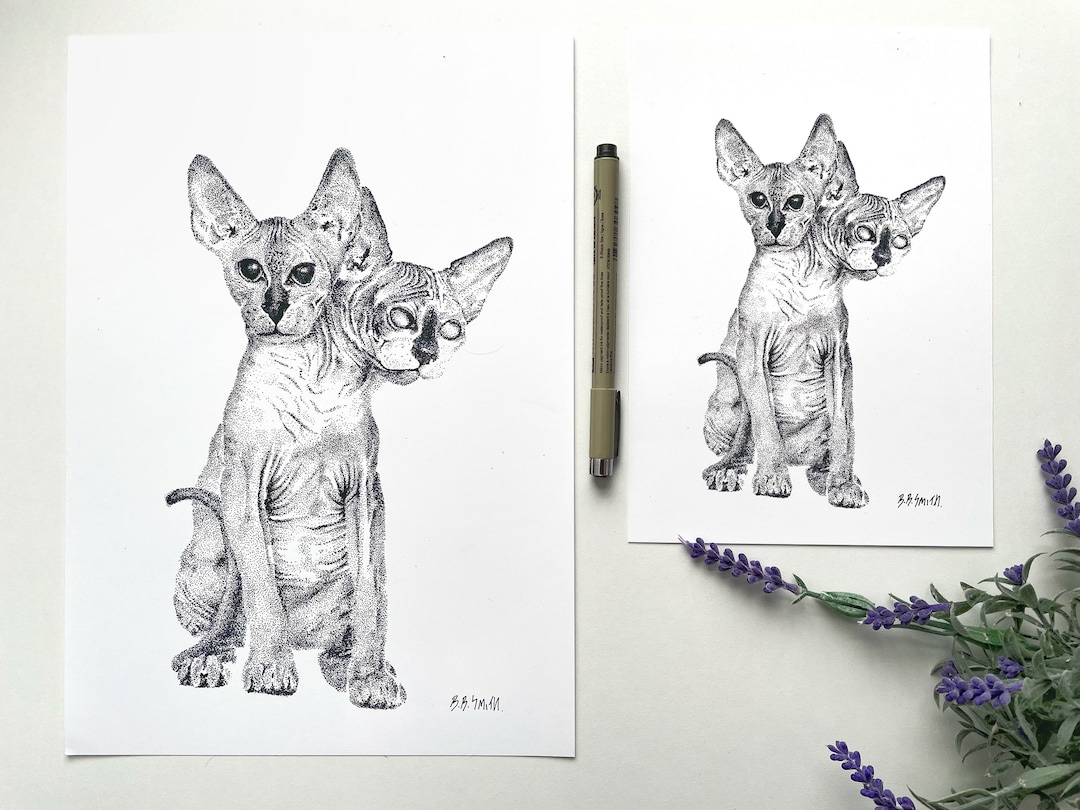 Stippling Two Headed Sphynx Cat - Etsy