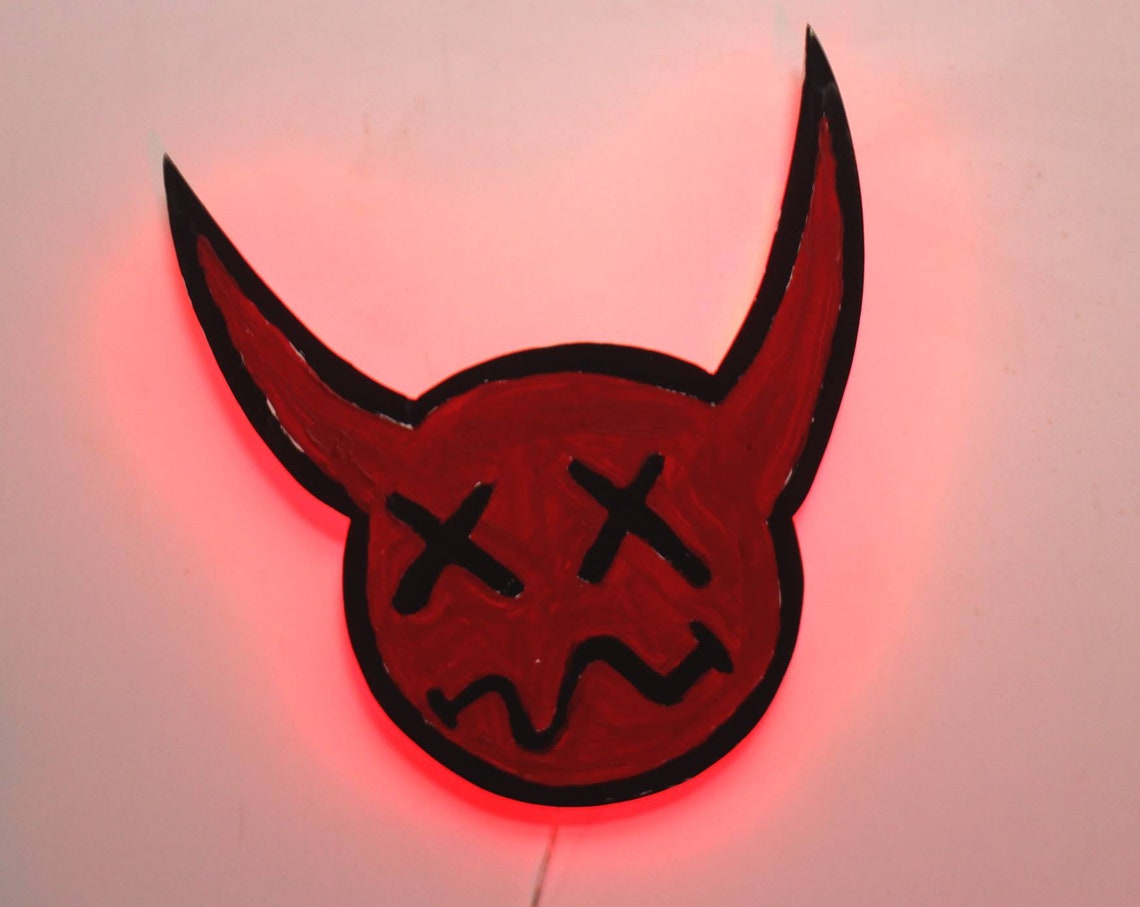 Neon Light Sign Devil Horns. Large 80cms. Art Club Bar Decor. Gameroom ...