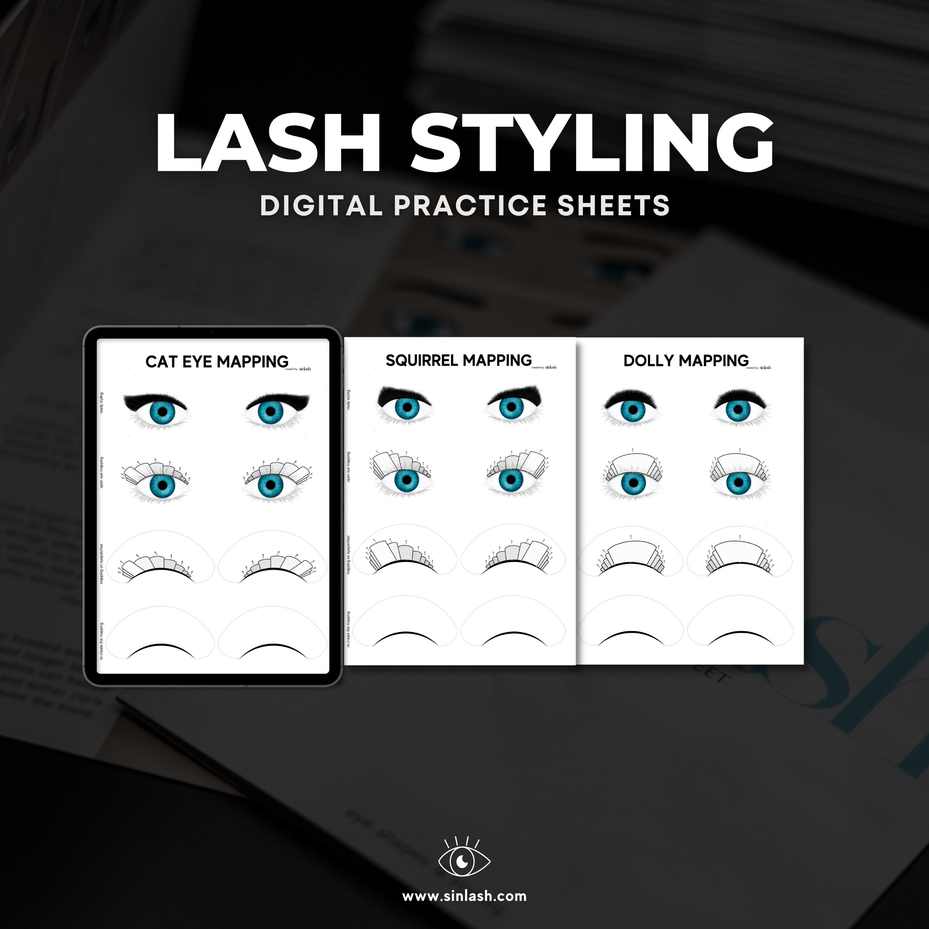 Lash Mapping Practice Sheet Cat Eye Dolly & Squirrel - Etsy