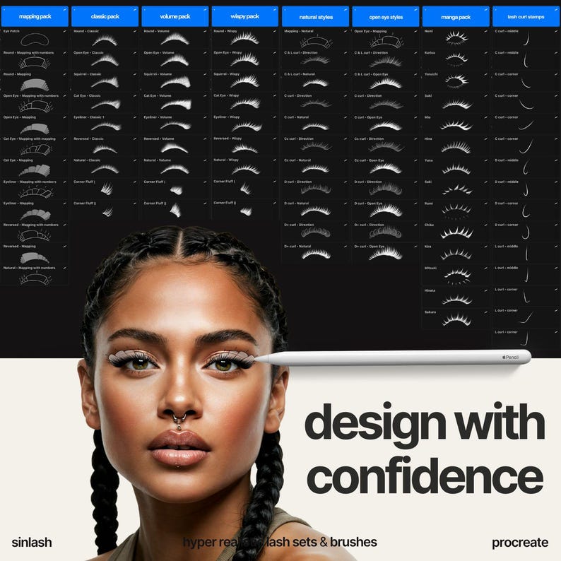 Digital Lash Styles | Lash Mappings | Procreate Lashes | Lash Consultation | Procreate Lash ...