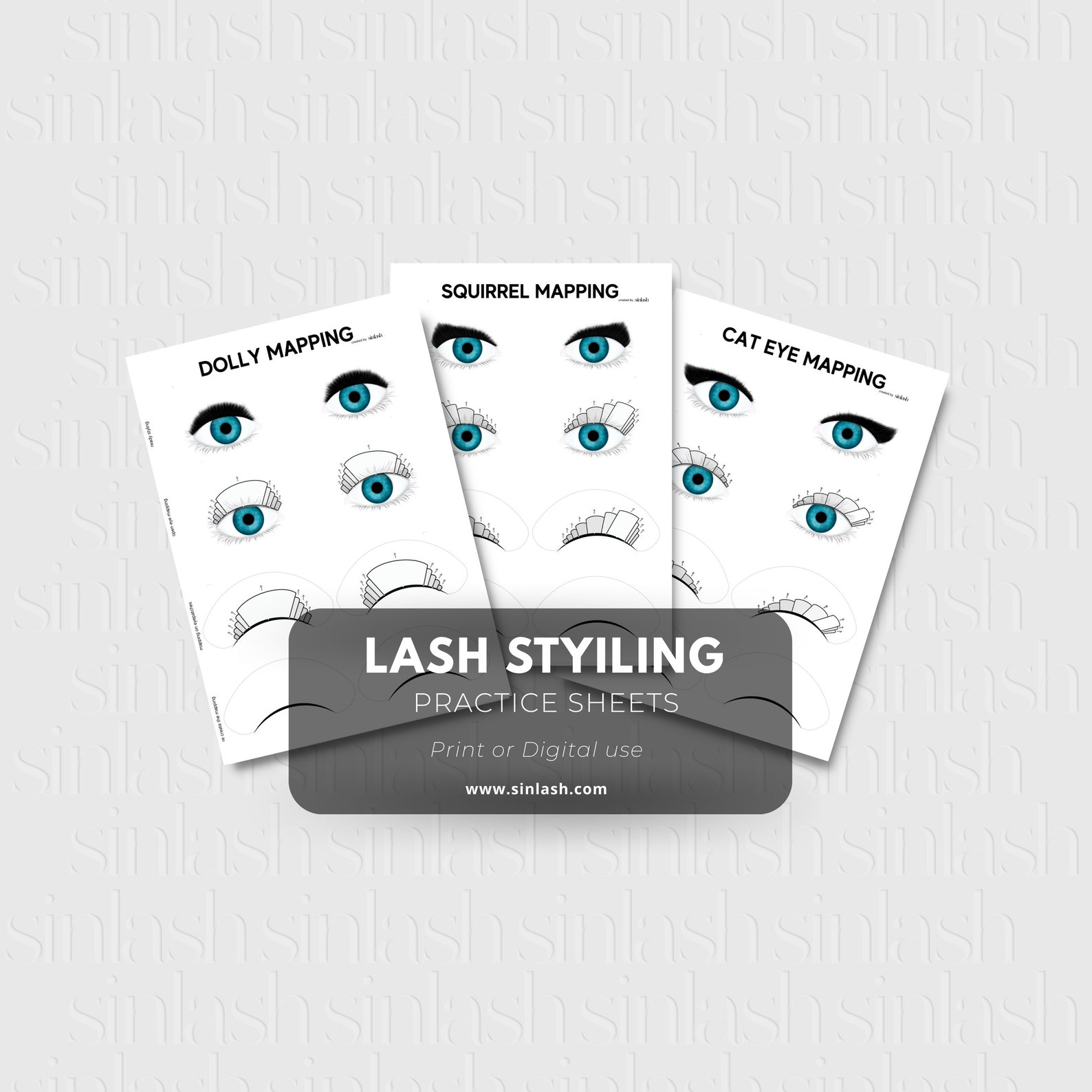 Lash Mapping Practice Sheet Cat Eye, Dolly & Squirrel Styling Lash ...