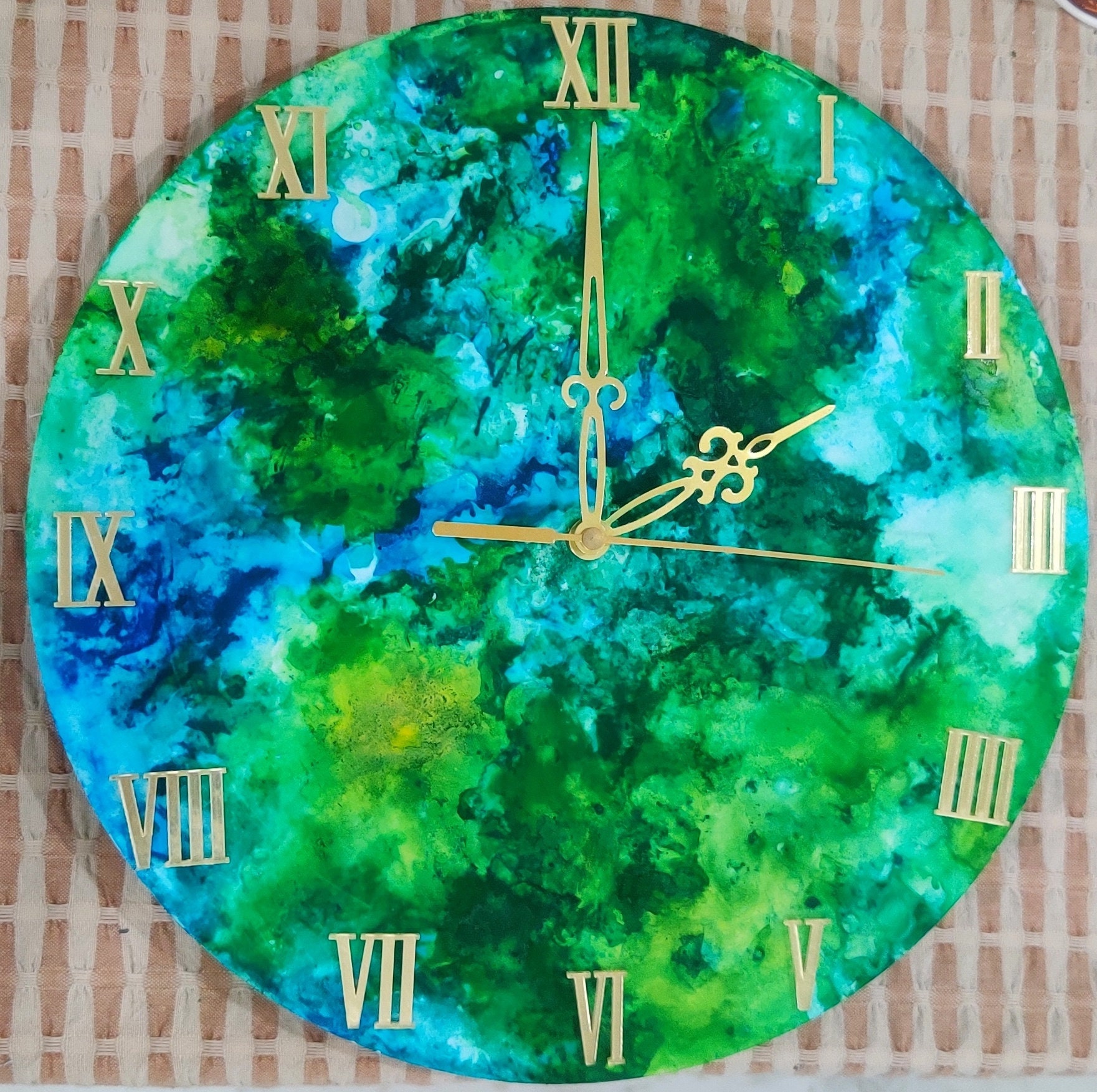 Handmade Resin Alcohol Ink Wall Clock - Etsy