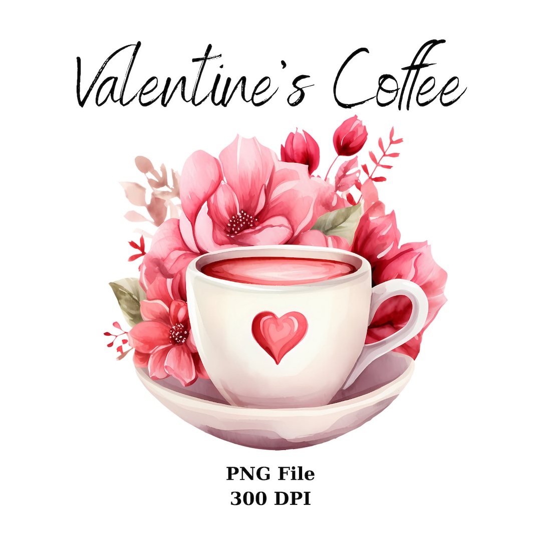 Watercolor Valentine Coffee Clipart, Invitation Coffee Clip Art, Coffee ...