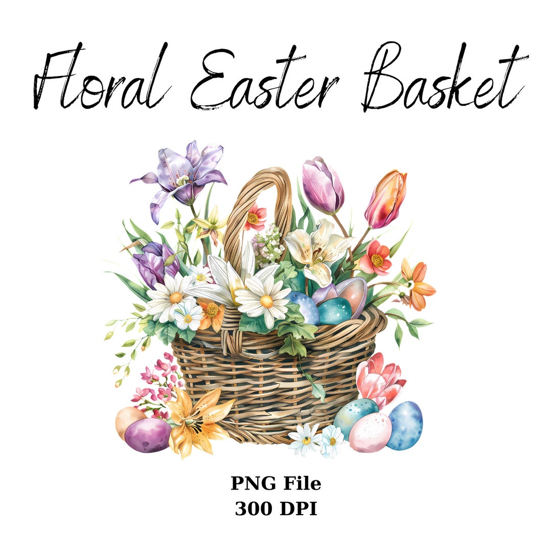 Watercolor Easter Baskets Clipart, Floral Basket Digital Download ...