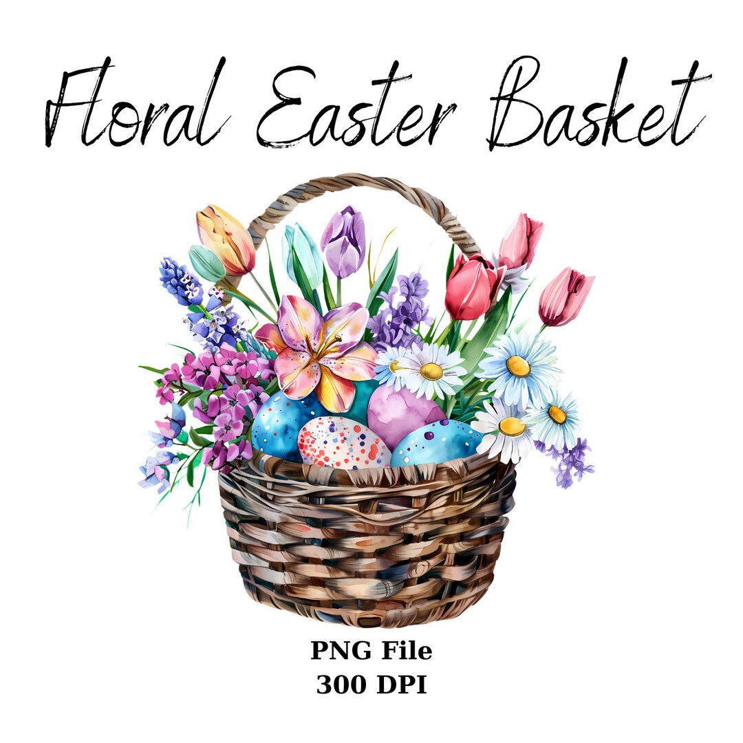 Watercolor Easter Baskets Clipart, Floral Basket Digital Download ...