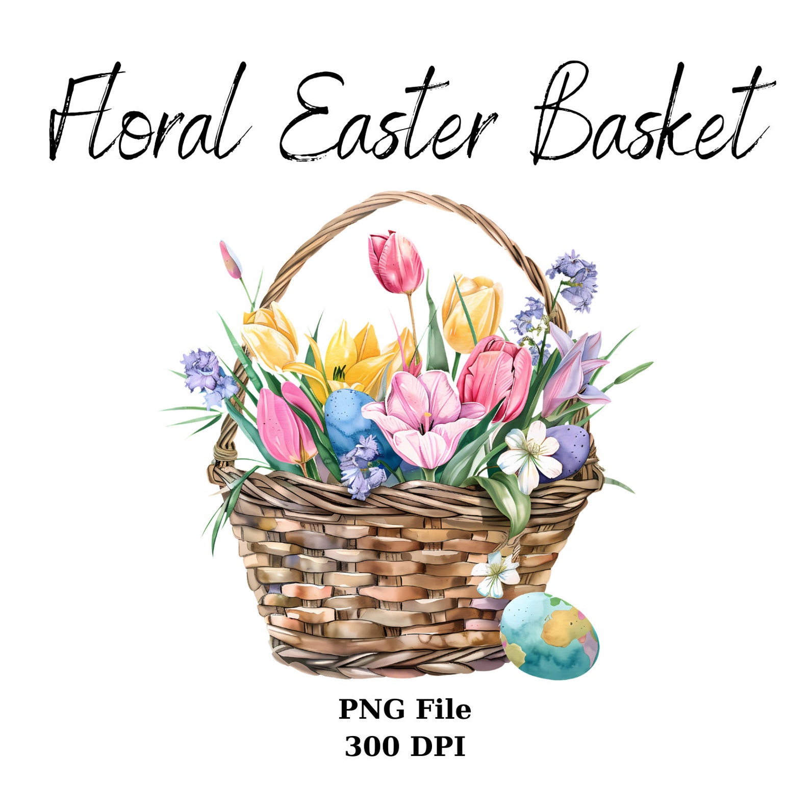 Watercolor Easter Baskets Clipart, Floral Basket Digital Download ...