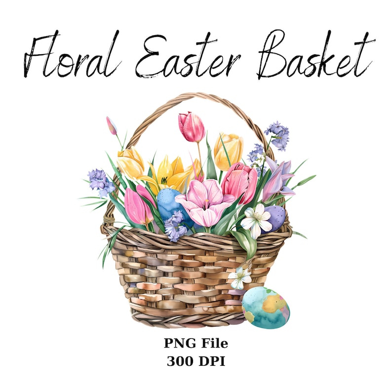 Watercolor Easter Baskets Clipart, Floral Basket Digital Download ...