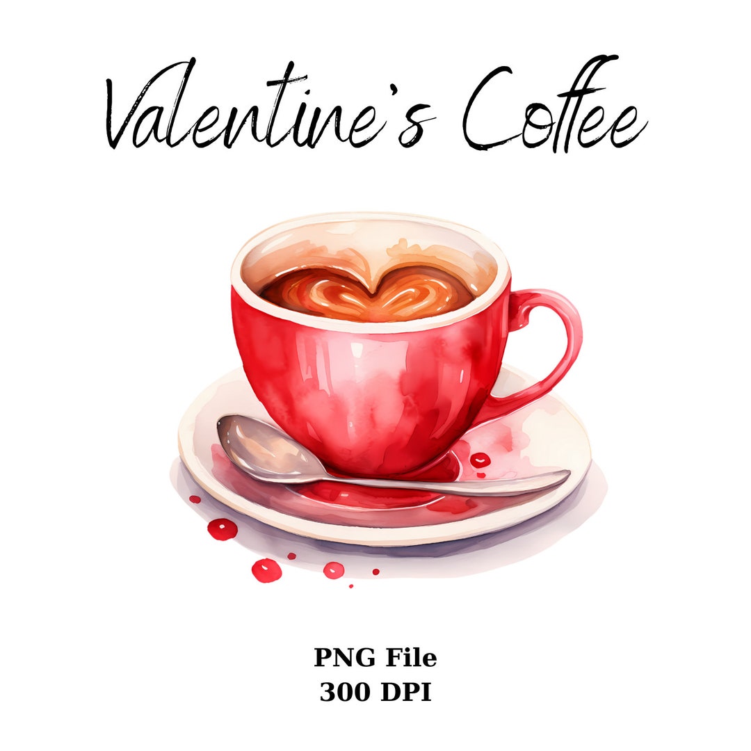 Watercolor Valentine Coffee Clipart, Invitation Coffee Clip Art, Coffee ...