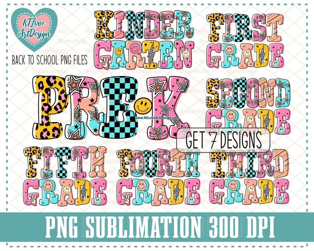 Back to School, Grade Bundle Png, School Grade Png, School Sublimation ...